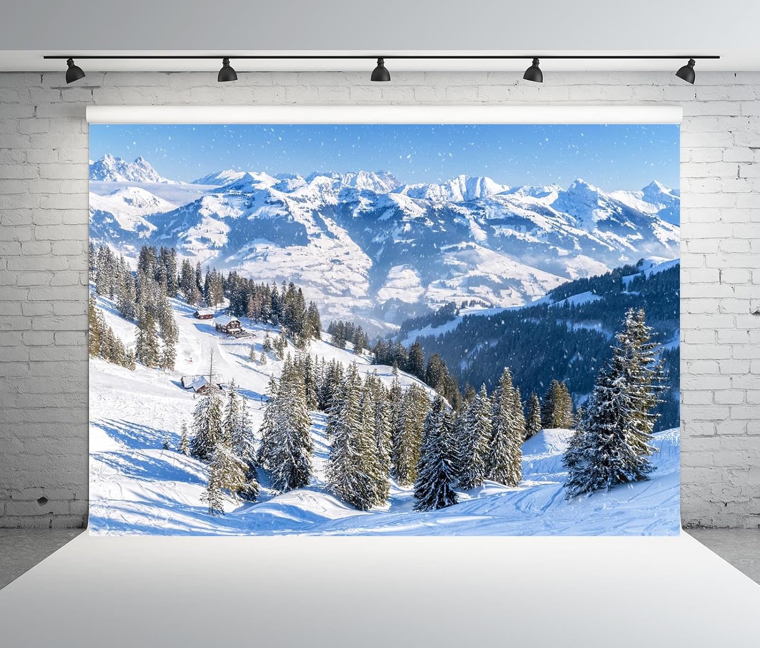 Amazon.com : BELECO 5x4ft Fabric Winter Snow Scene Backdrop Snow-Capped ...
