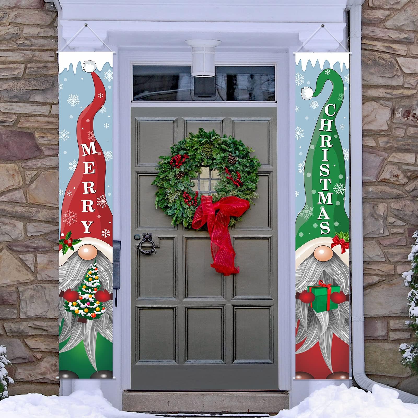 Amazon.com : Christmas Banners Front Porch Outdoor Gnomes Christmas ...