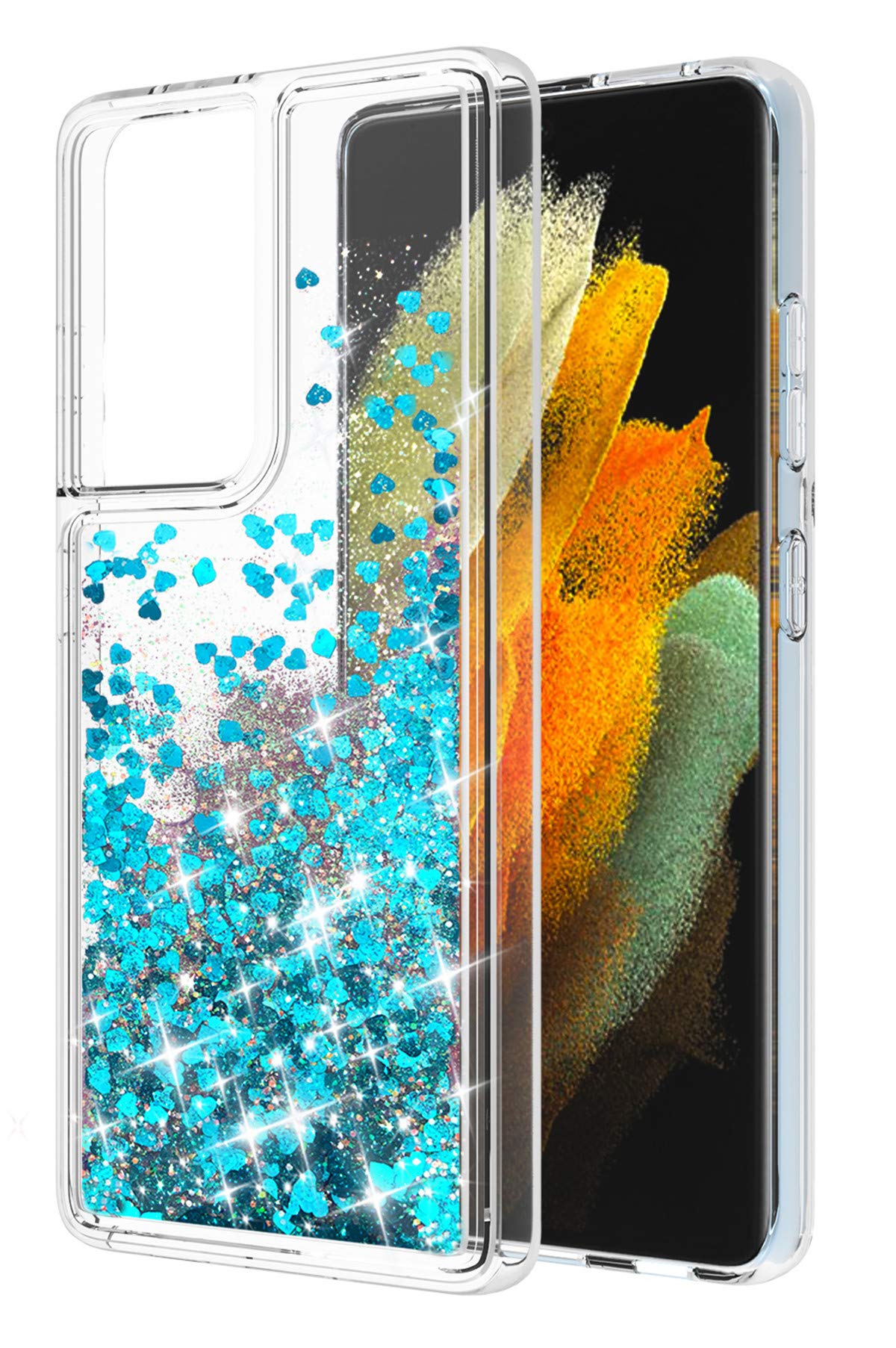 Amazon.com: WORLDMOM Glitter Case for Galaxy S21 Ultra Case, Bling Flowing Liquid Floating ...