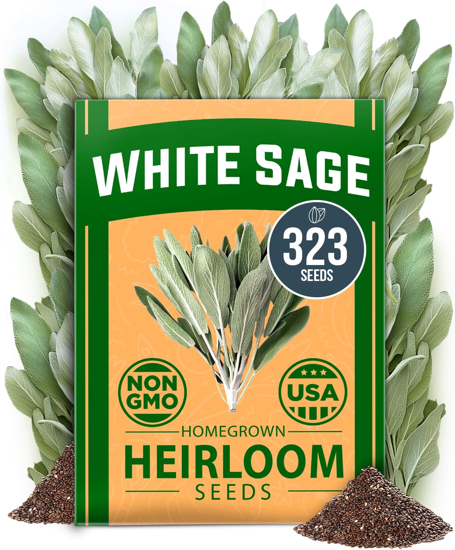 Amazon.com : HOME GROWN White Sage Seeds Pack - 323 Bulk Non-GMO ...