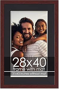Amazon.com - 28x40 Frame with Mat - Brown 31x43 Frame Wood Made to ...