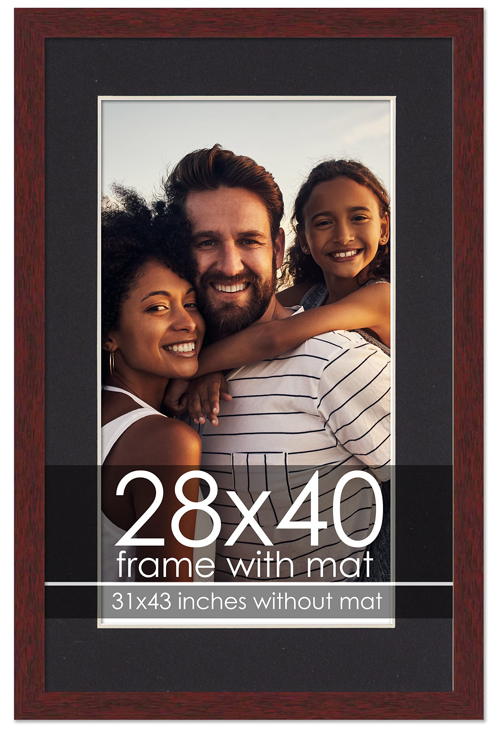 Amazon.com - 28x40 Frame with Mat - Brown 31x43 Frame Wood Made to ...