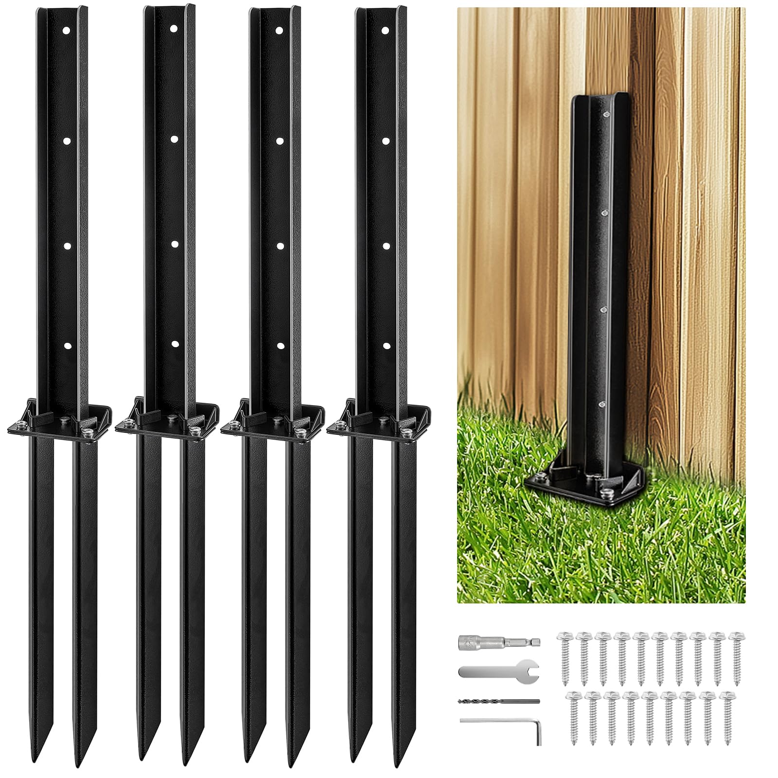 Snapklik.com : Fence Post Repair Kit, 2-Pack Heavy-Duty Steel Fence ...