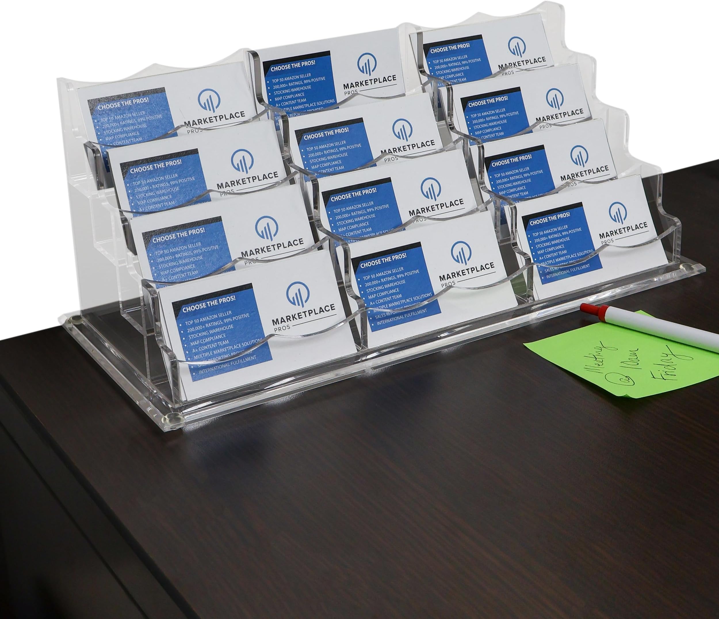 Amazon.com : Clear-Ad - Clear Acrylic Horizontal 6-Tier Business Card ...