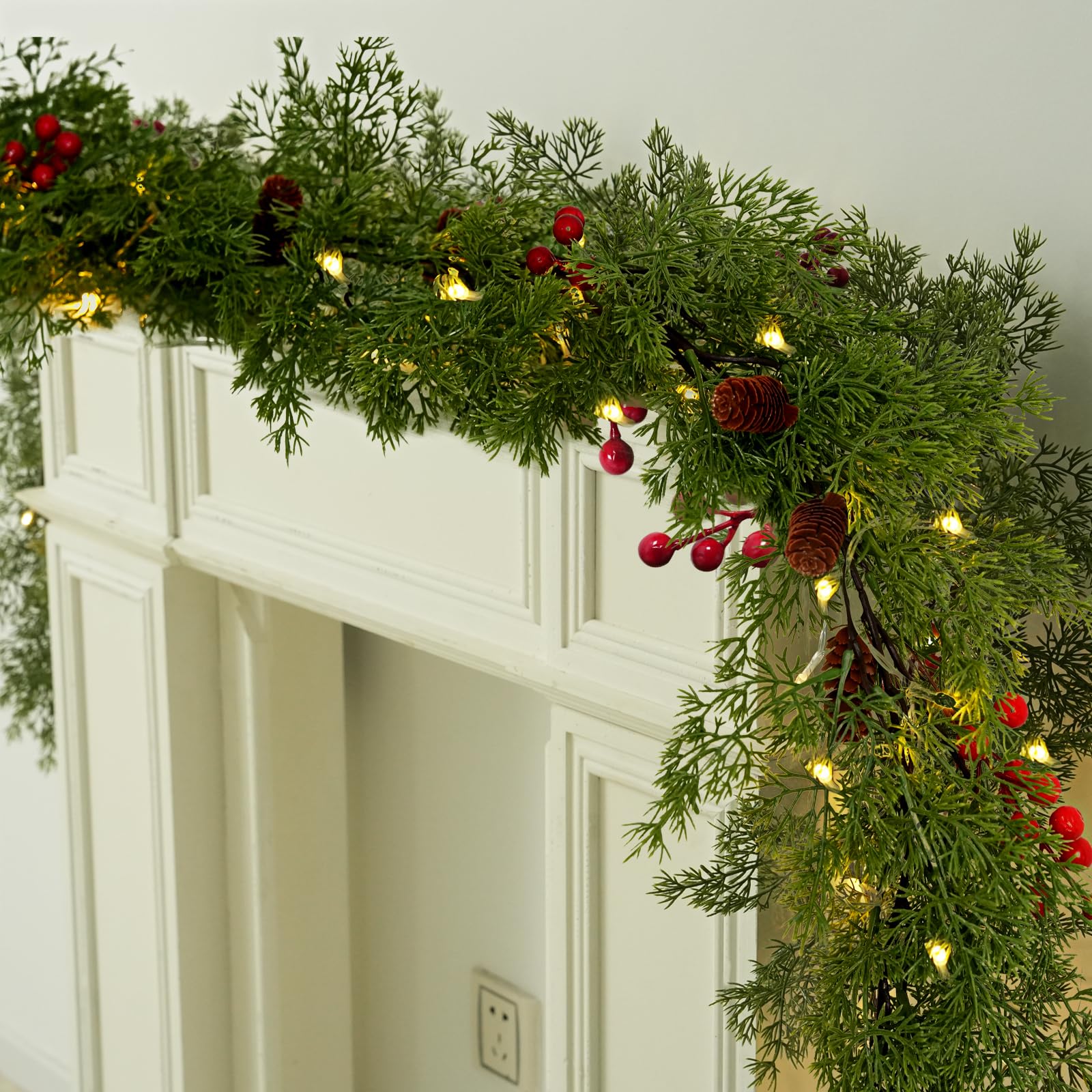 Amazon.com: 9FT Artificial Long Cedar Garlands - Real Touch Winter Pine ...