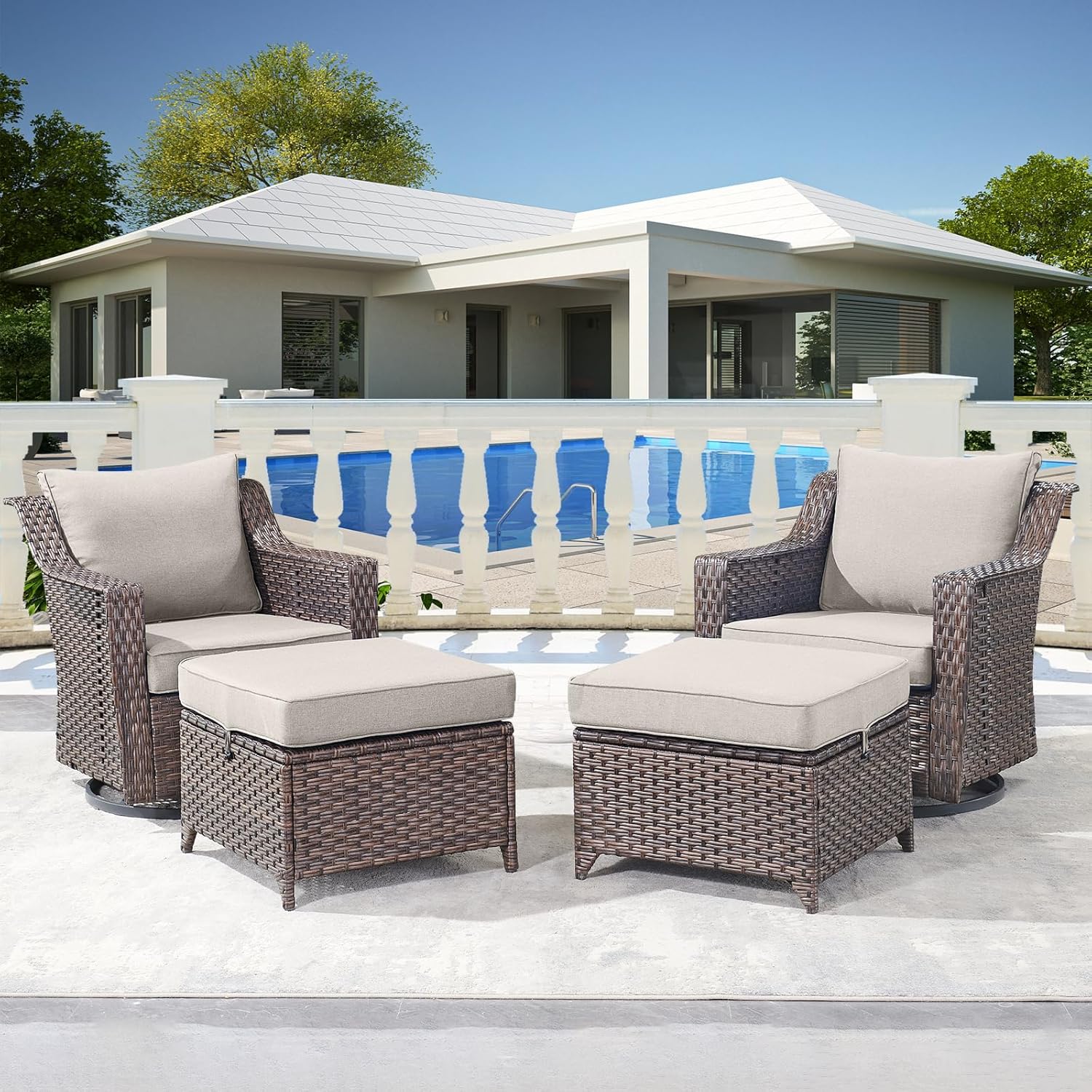 Amazon.com: Outdoor Swivel Chair Set of 2-Patio Swivel Glider Chair ...