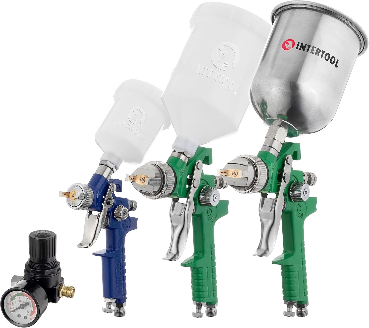 Amazon.com: INTERTOOL HVLP Paint Spray Gun Set, 2 Standard and 1 Detail ...