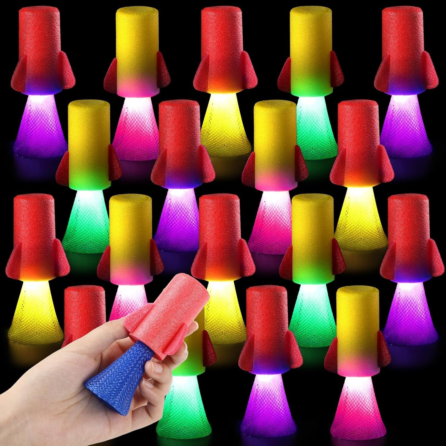 Amazon.com: CHUNNIN 24 PCS Light Up Jumping Spring Rocket Launchers ...