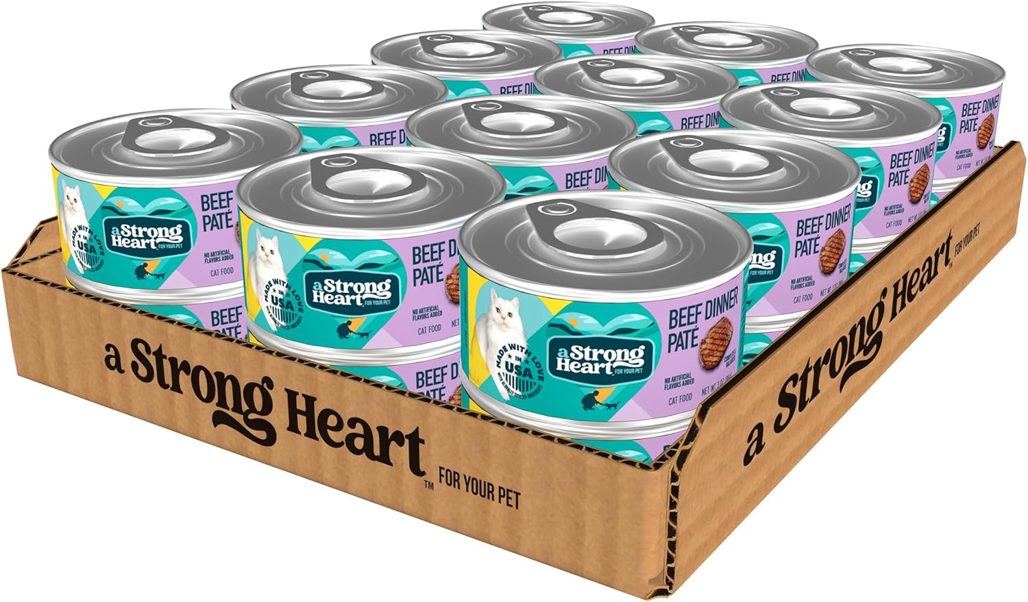 Amazon.com : A Strong Heart Canned Wet Cat Food, Beef Dinner Paté - 3 ...