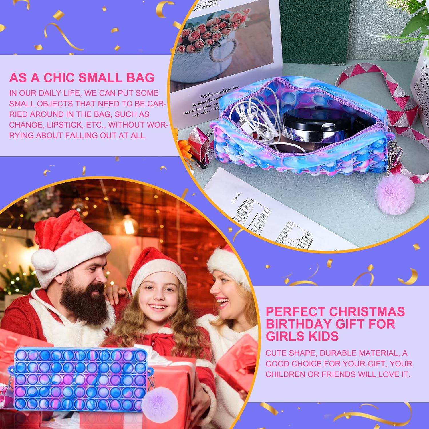 Buy Popit Purse for Girls Women,Birthday Gifts for Girls , Pop Shoulder ...