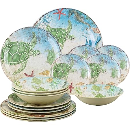 Amazon.com | UPware 12-Piece Melamine Dinnerware Set, Includes Dinner ...