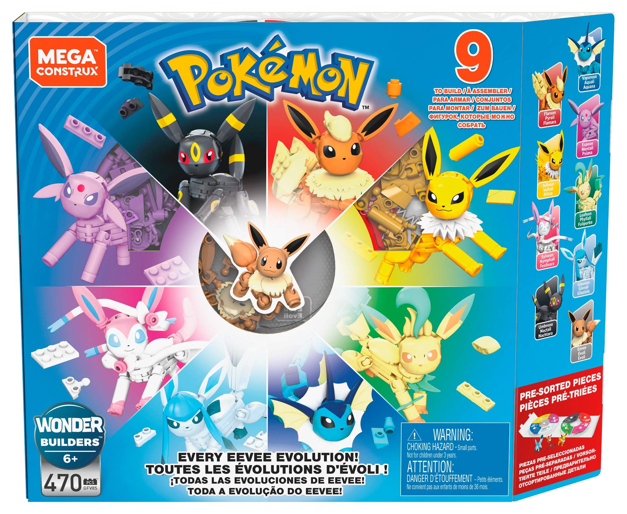 Buy MEGA Pokémon Every Eevee Evolution toy building set, Vaporeon ...
