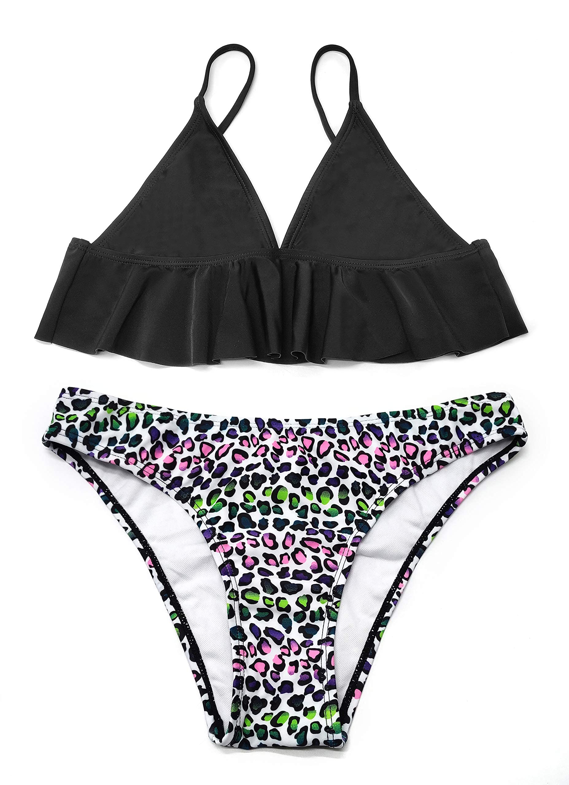 Buy SHEKINI Girls Swimwear Halter Triangle Bikini Leopard Print Two ...