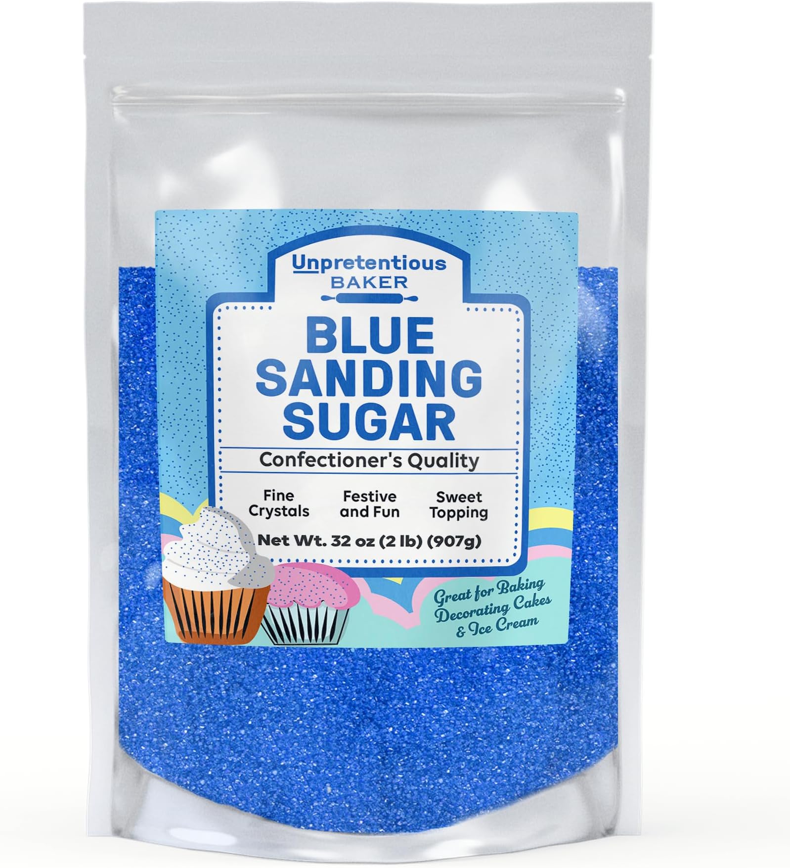 Amazon.com: Unpretentious Blue Sanding Sugar, 2 lb, Colorful Sugar ...