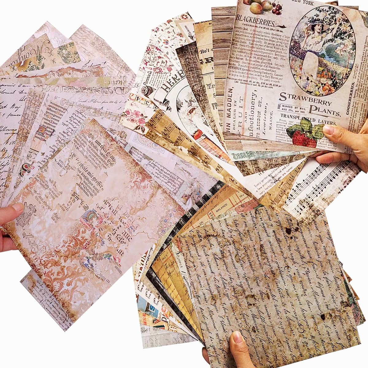 Amazon.com : VIVIQUEN 180 Sheets of Vintage Scrapbook Paper, Decorative ...