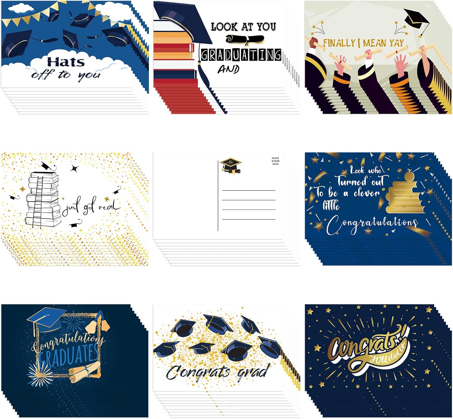 Amazon.com : Junkin 80 Pack Graduation Cards 2023 Gold Foil Bulk ...