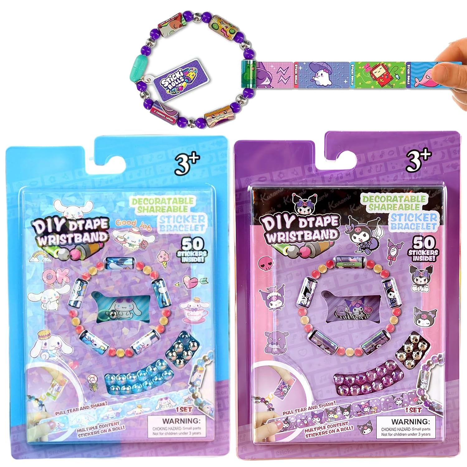 2Packs Sticky Rolls Bracelet, DIY Sticker Making Kit for Kids, Wearable ...