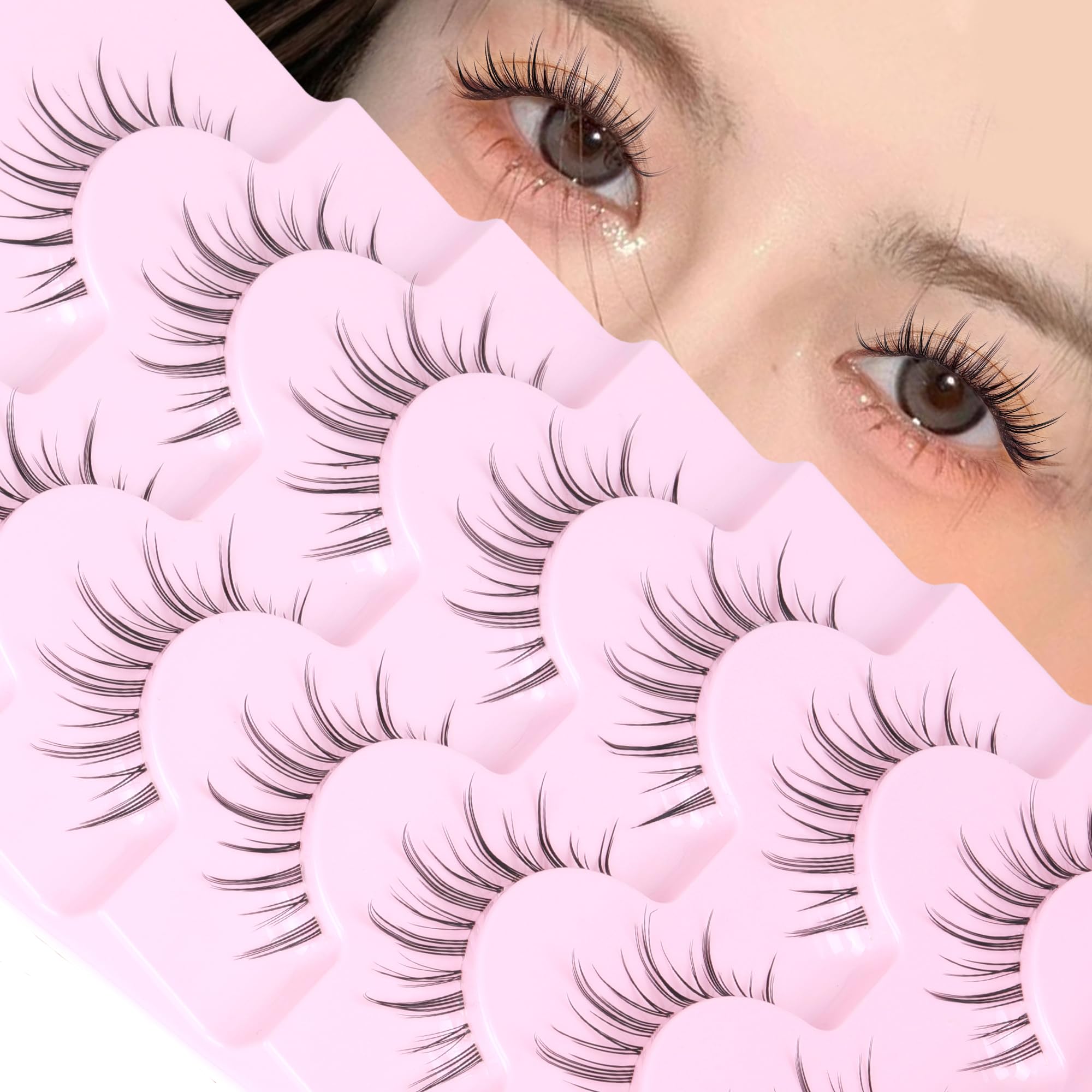Amazon.com: Manga Lashes Natural Look Anime Lashes with Clear Band ...