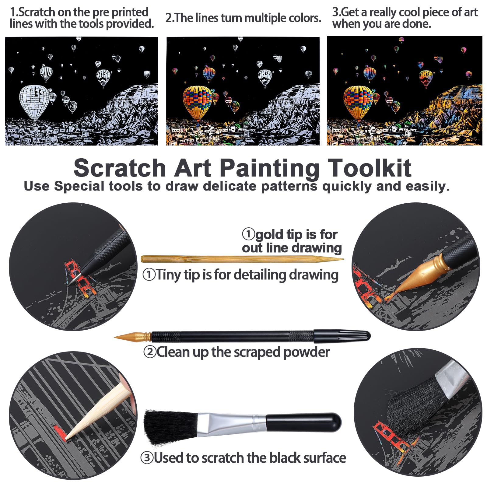 Snapklik.com : Yolev 4 Sheets Scratch Art Adult Scratch Painting ...