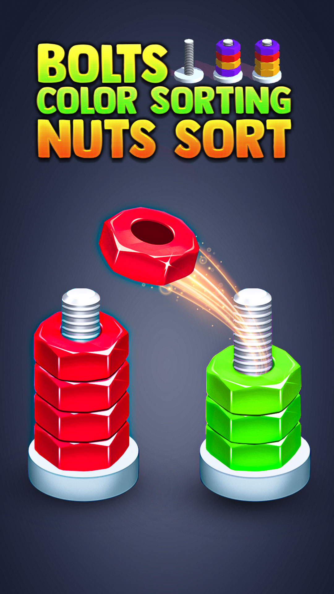 Bolts Color Sorting: Nuts Sort - Nuts & Bolts Puzzle Game 3D Nut and Bolt Sort: Color Sort ...
