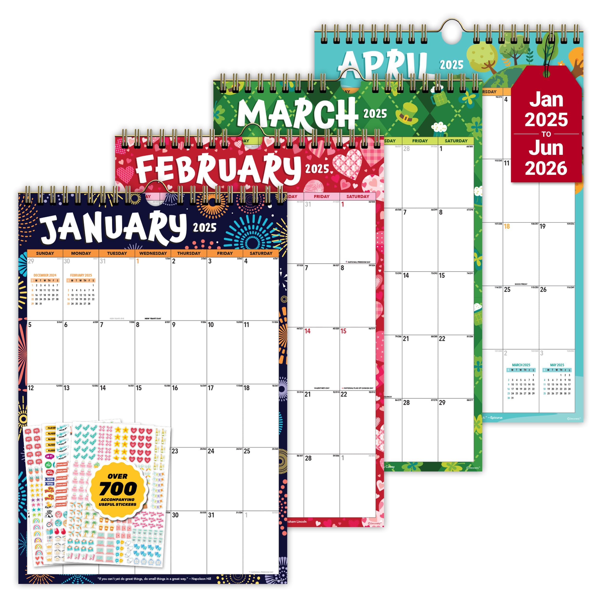 Amazon.com: Decorably 18 Months Colorful 2025 Calendar Wall Hanging ...