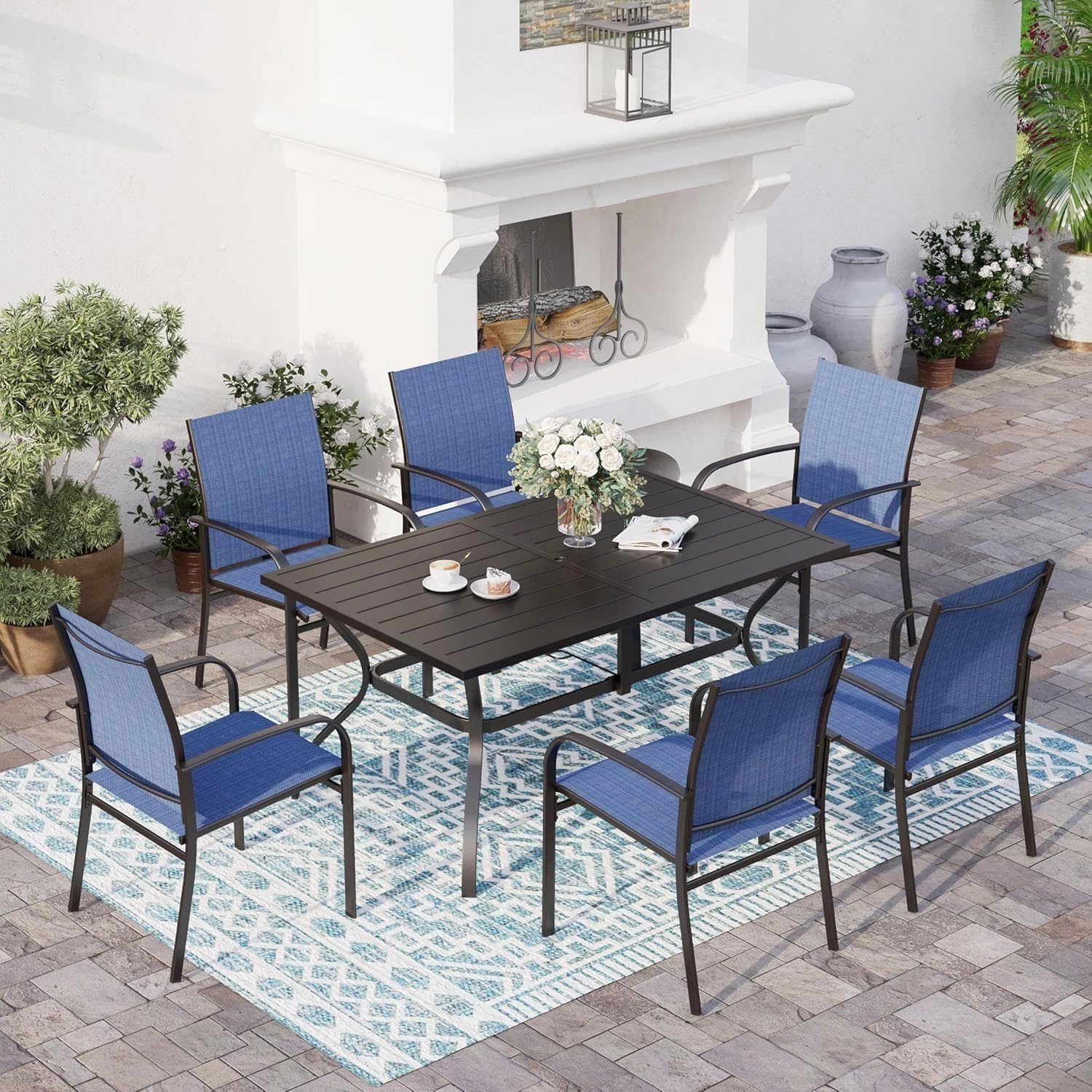 Amazon.com: SUNSHINE VALLEY 7 Piece Patio Dining Set for 6, Rectangular ...