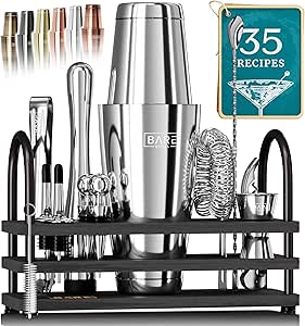 Amazon.com: BARE BARREL® Mixology Bartender Kit Bar Set | 14-Piece Cocktail Shaker Set | Martini ...