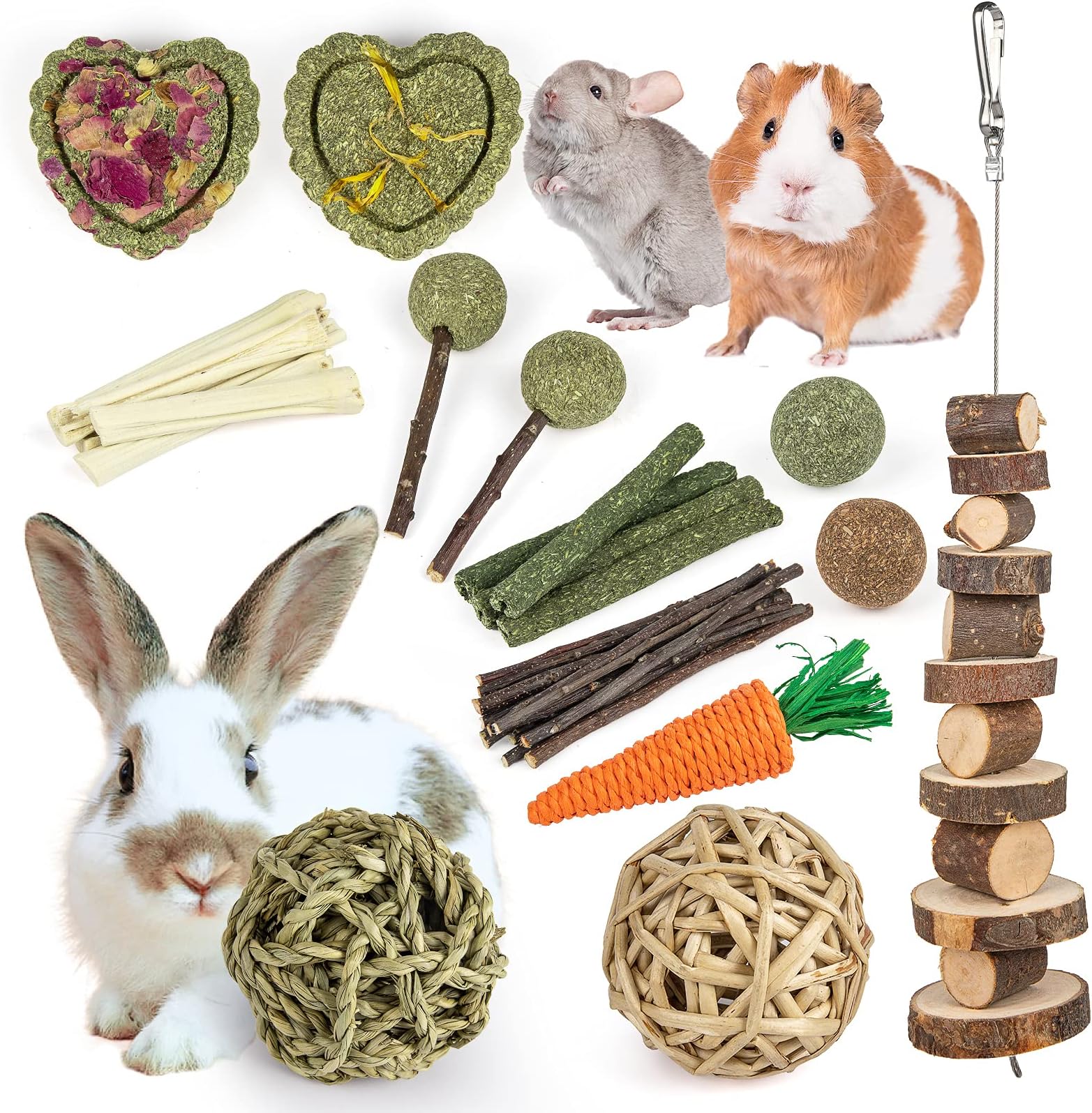 Amazon.com : Lacrima Rabbit Bunny Guinea Pig Chew Toys 12PCS, Chew Toys ...