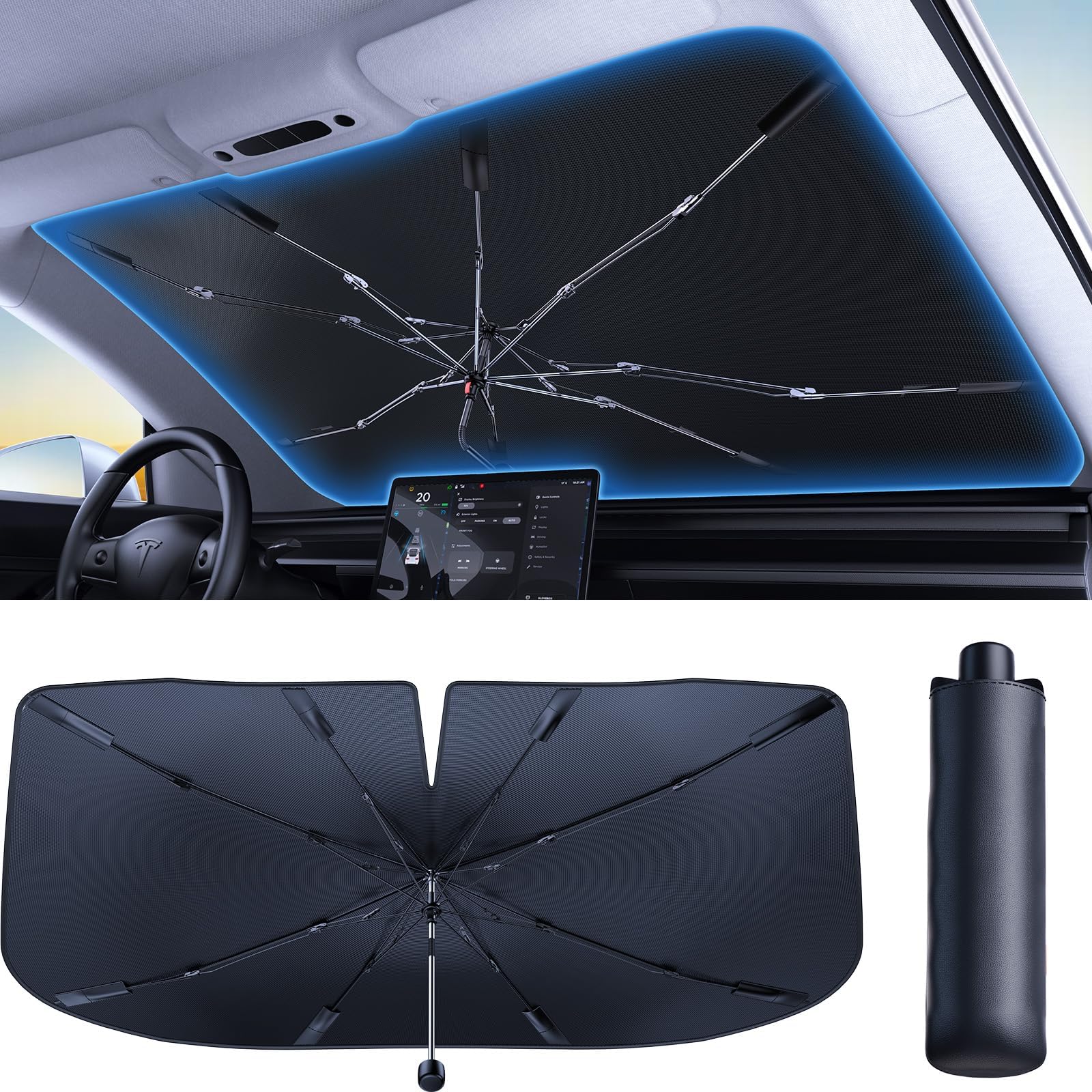 Amazon.com: 8sanlione Car Windshield Sun Shade, Folding Auto Sunlight ...