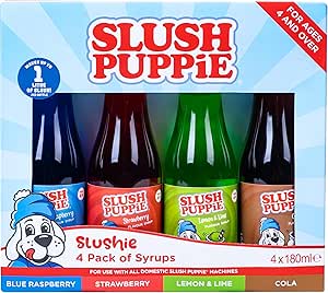 Slush Puppie 4 Pack Syrups, Blue Raspberry, Strawberry, Cola, Lemon ...