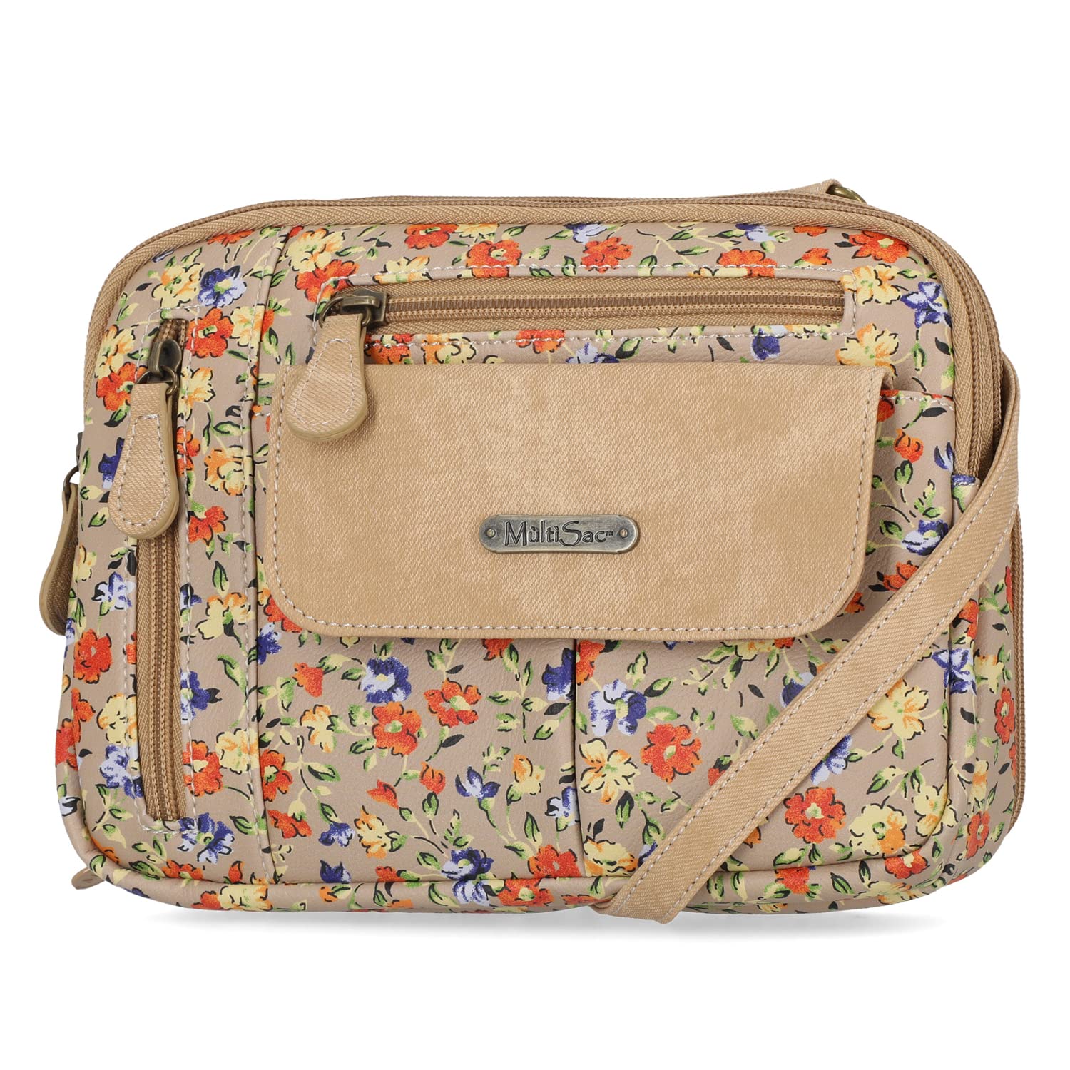 MultiSac Womens Zippy Triple Compartment Crossbody Bag, Avalon Floral ...