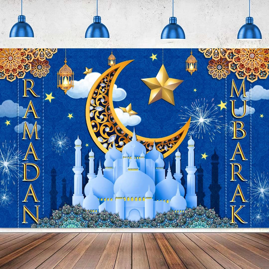 Amazon.com : Ramadan Mubarak Backdrop Ramadan Kareem Banner Eid Mubarak ...