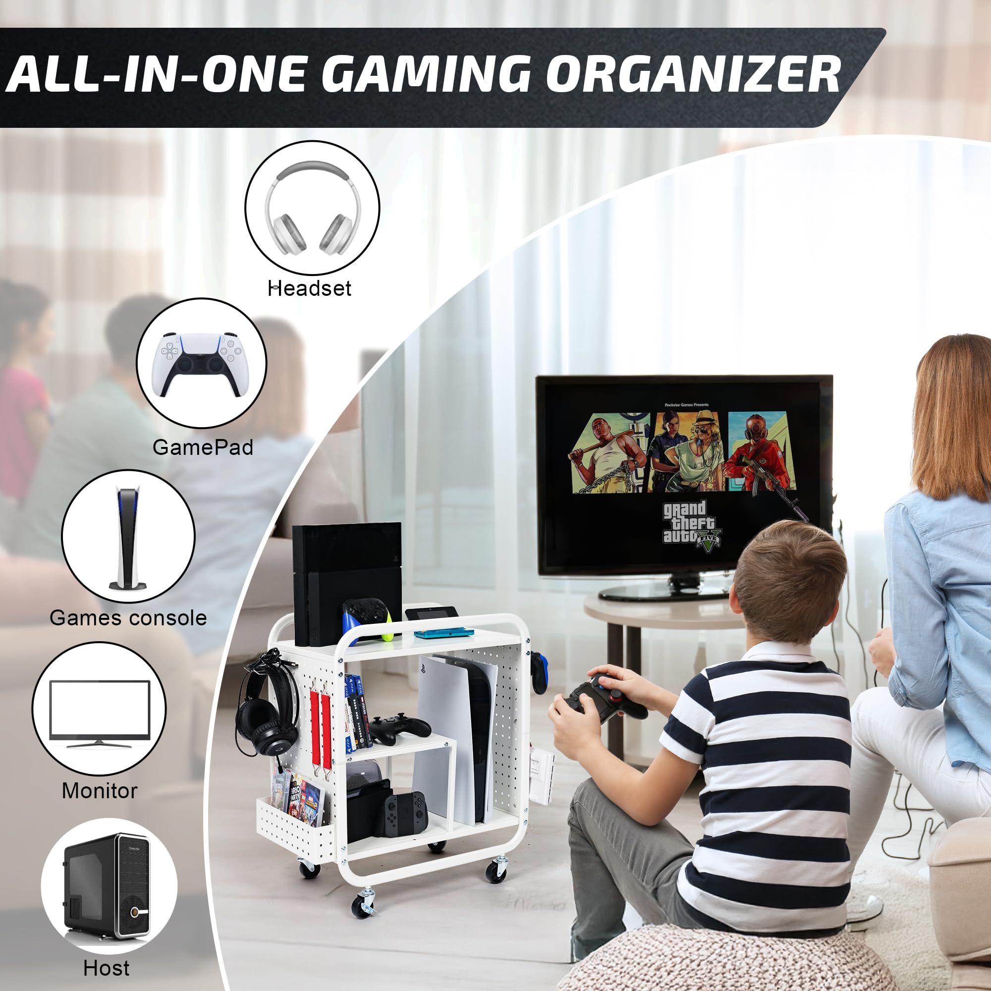 Snapklik.com : PLKOW Video Game Organizer, Rolling Video Game Storage ...