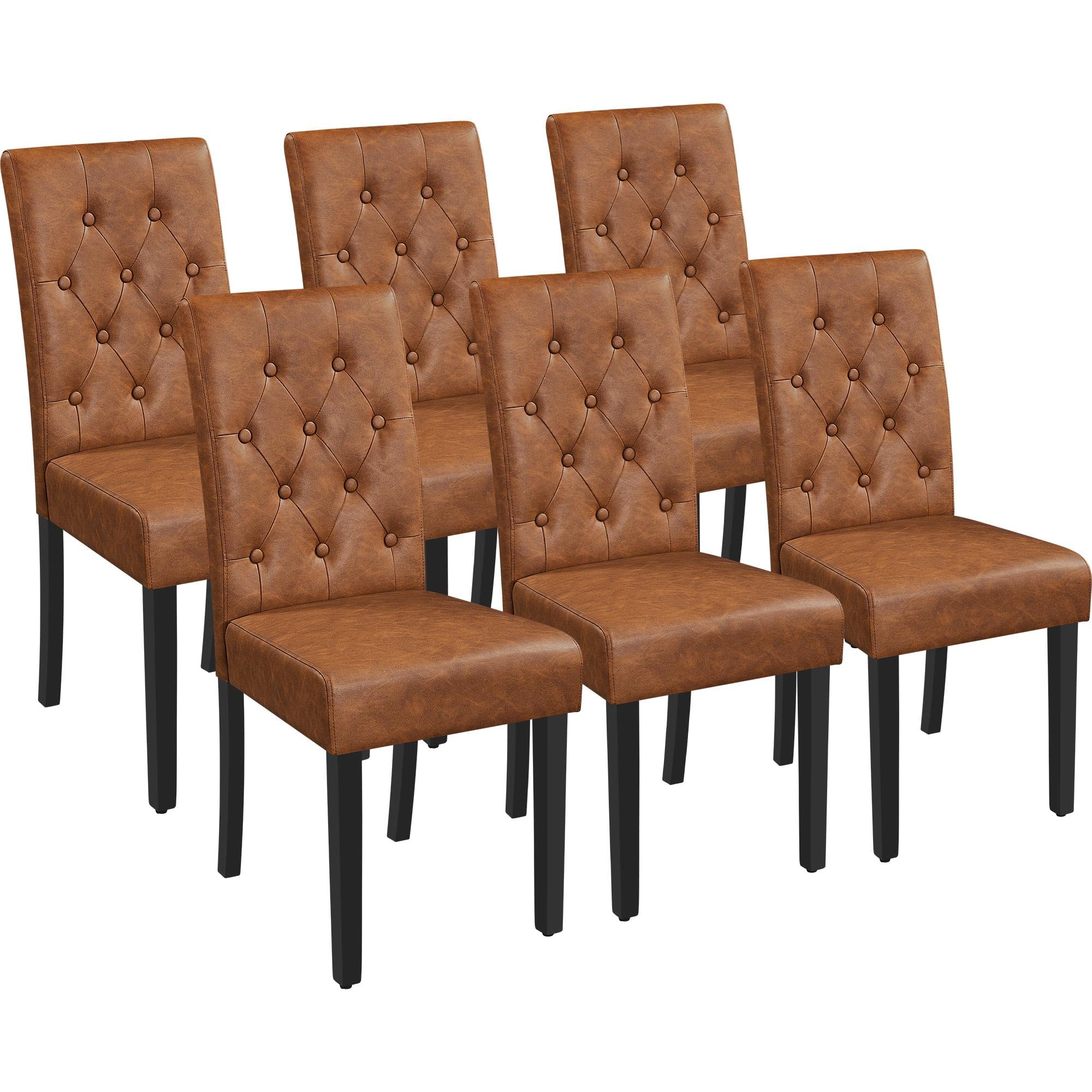 Yaheetech Set of 6 Modern Dining Chairs Kitchen Chairs Faux Leather ...