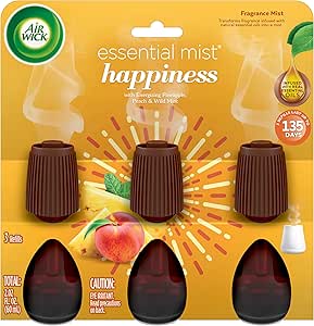 Amazon.com: Air Wick Essential Mist Refill, 3ct, Happiness, Air Freshener, Essential Oils ...