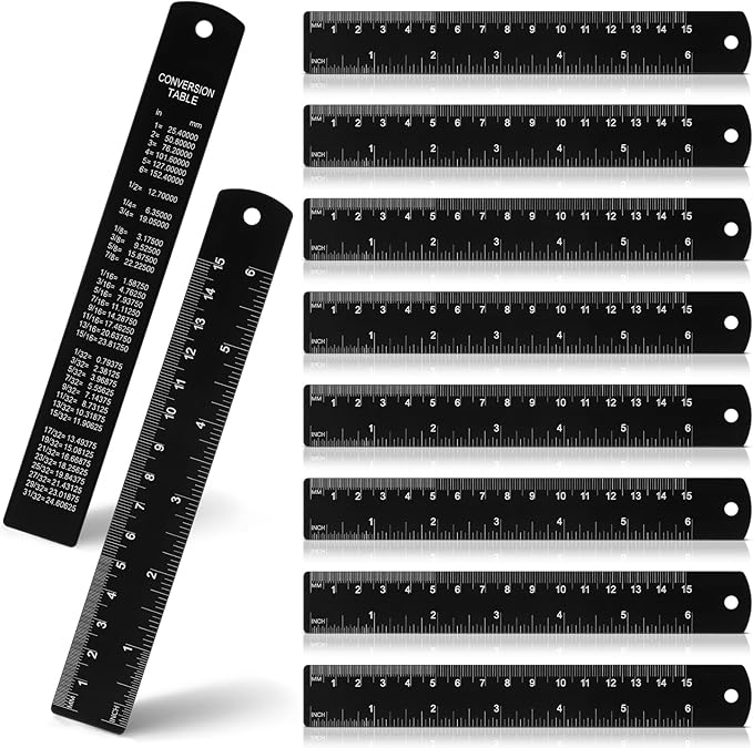 Amazon.com : Hicarer 10 Pcs 6 Inch Metal Ruler Stainless Steel Ruler ...