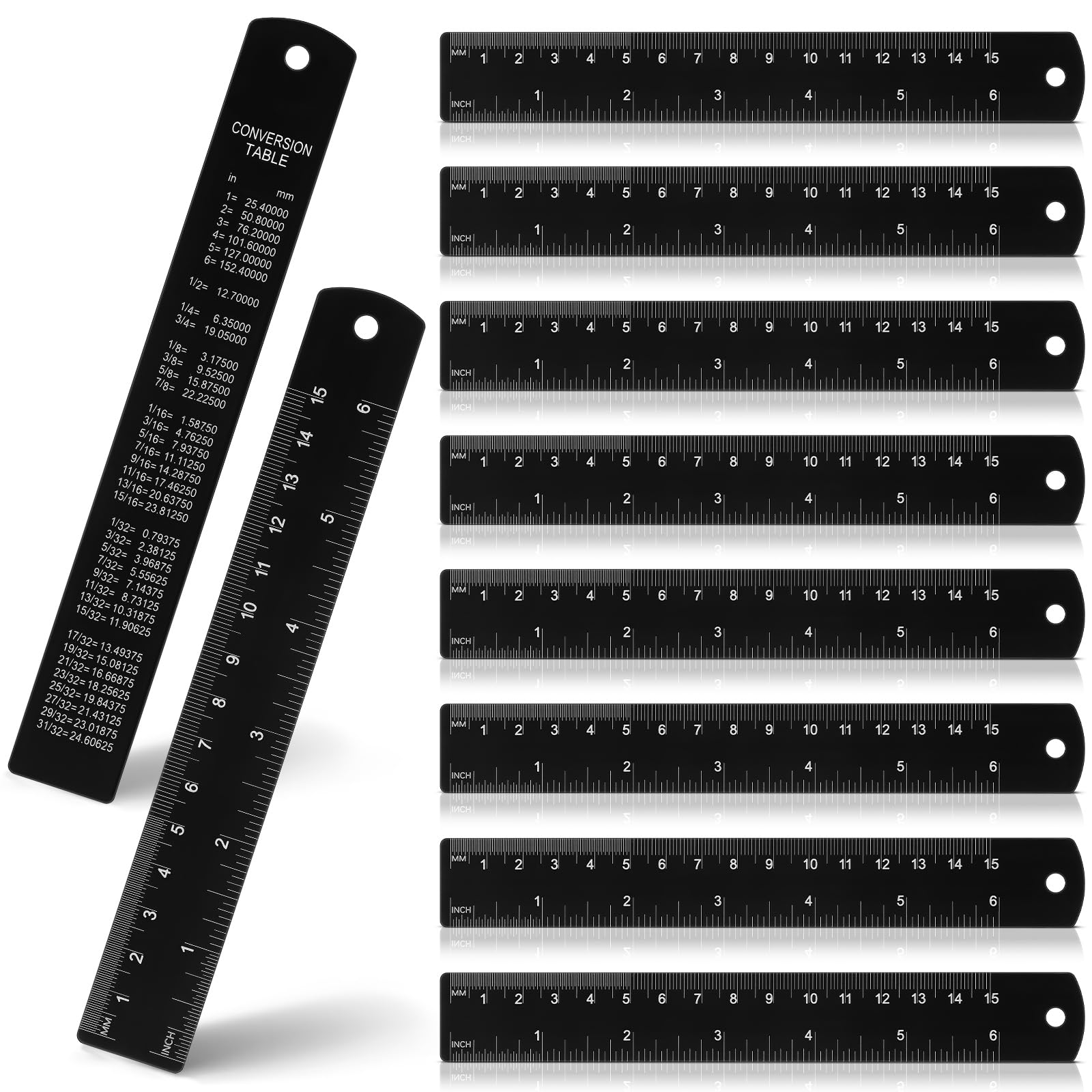 Amazon.com : Hicarer 10 Pcs 6 Inch Metal Ruler Stainless Steel Ruler ...