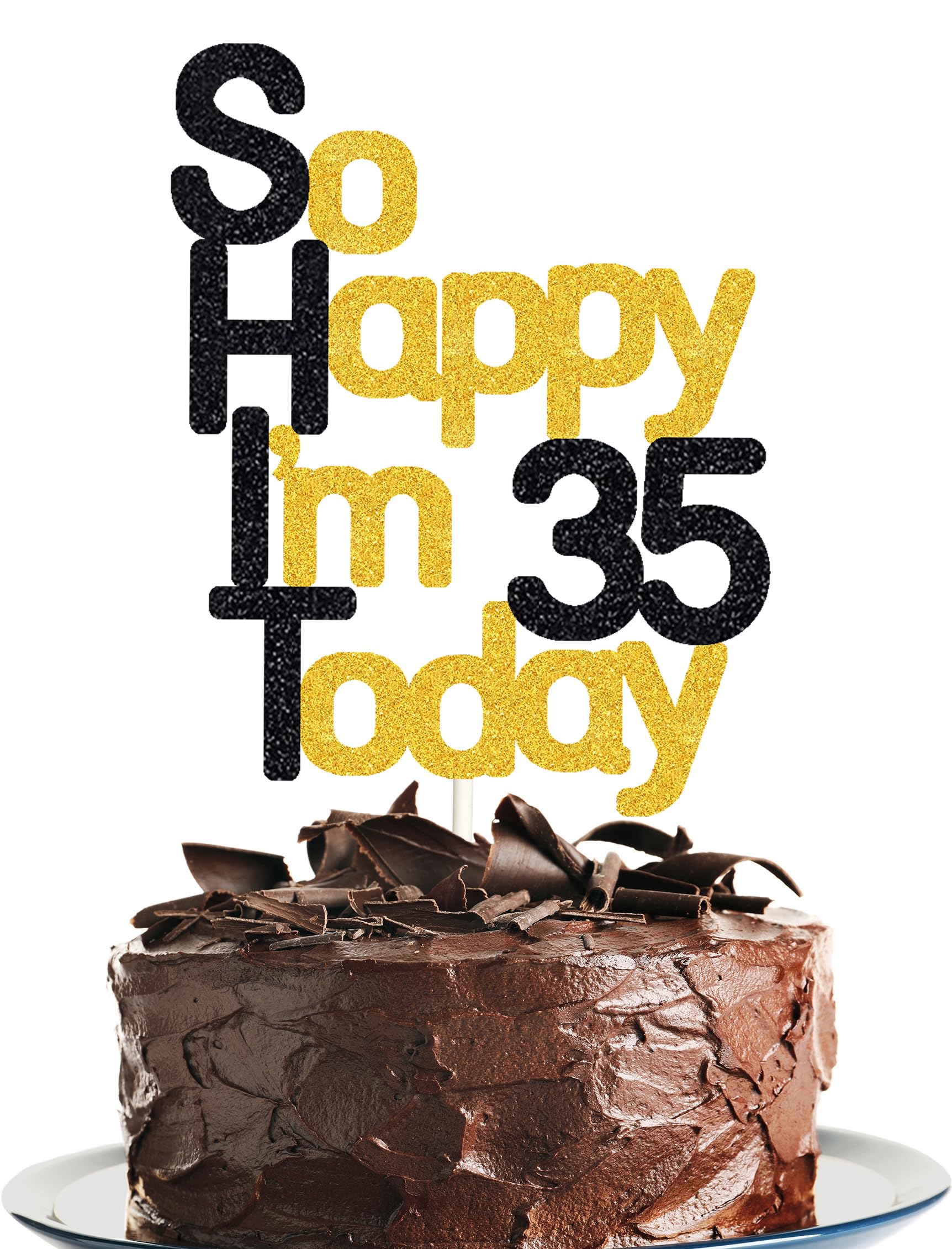 Snapklik.com : So Happy Im 35 Today Birthday Cake Toppers-Black Glitter ...