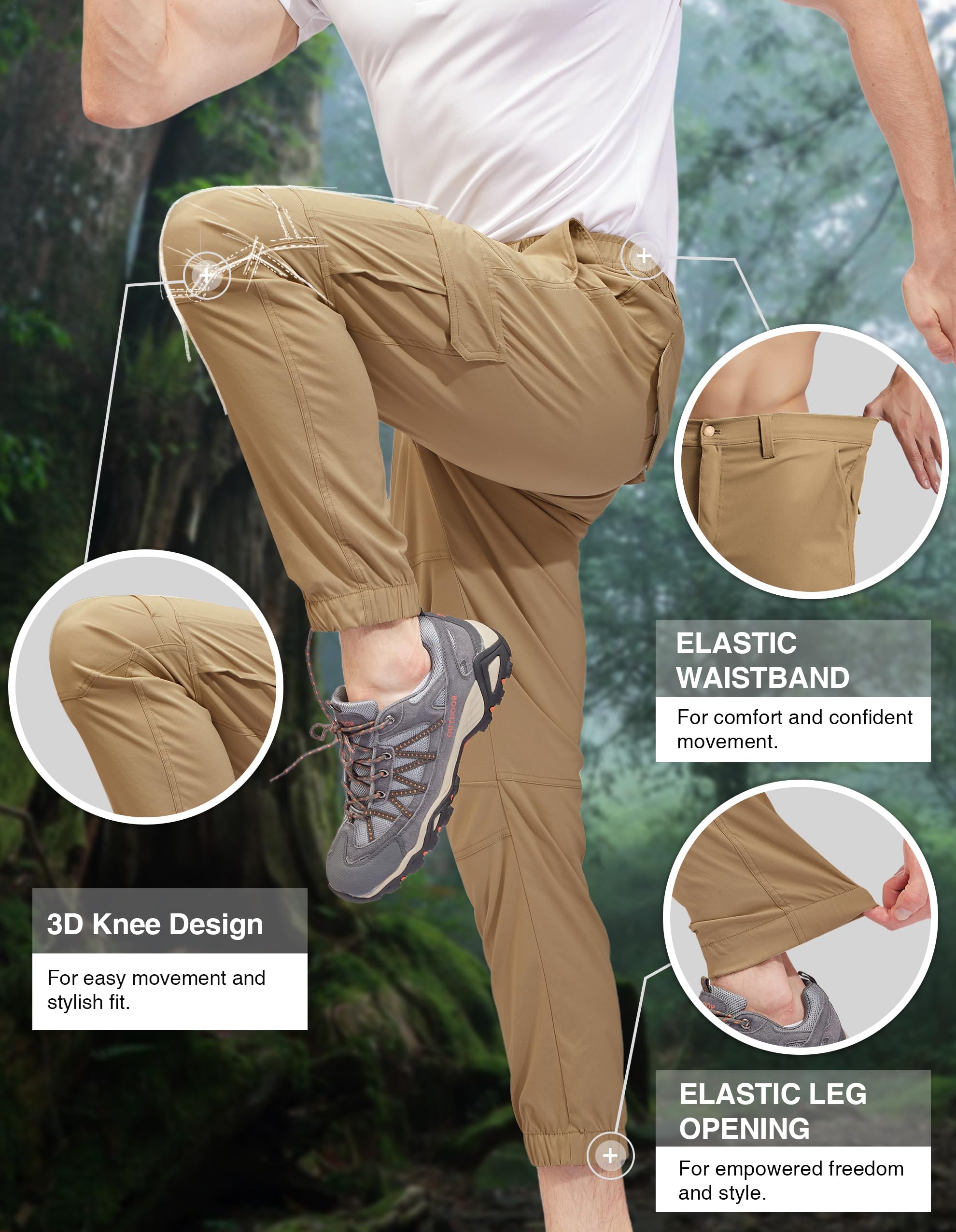 Snapklik.com : PULI Mens Lightweight Hiking Travel Pants, Slim Fit ...