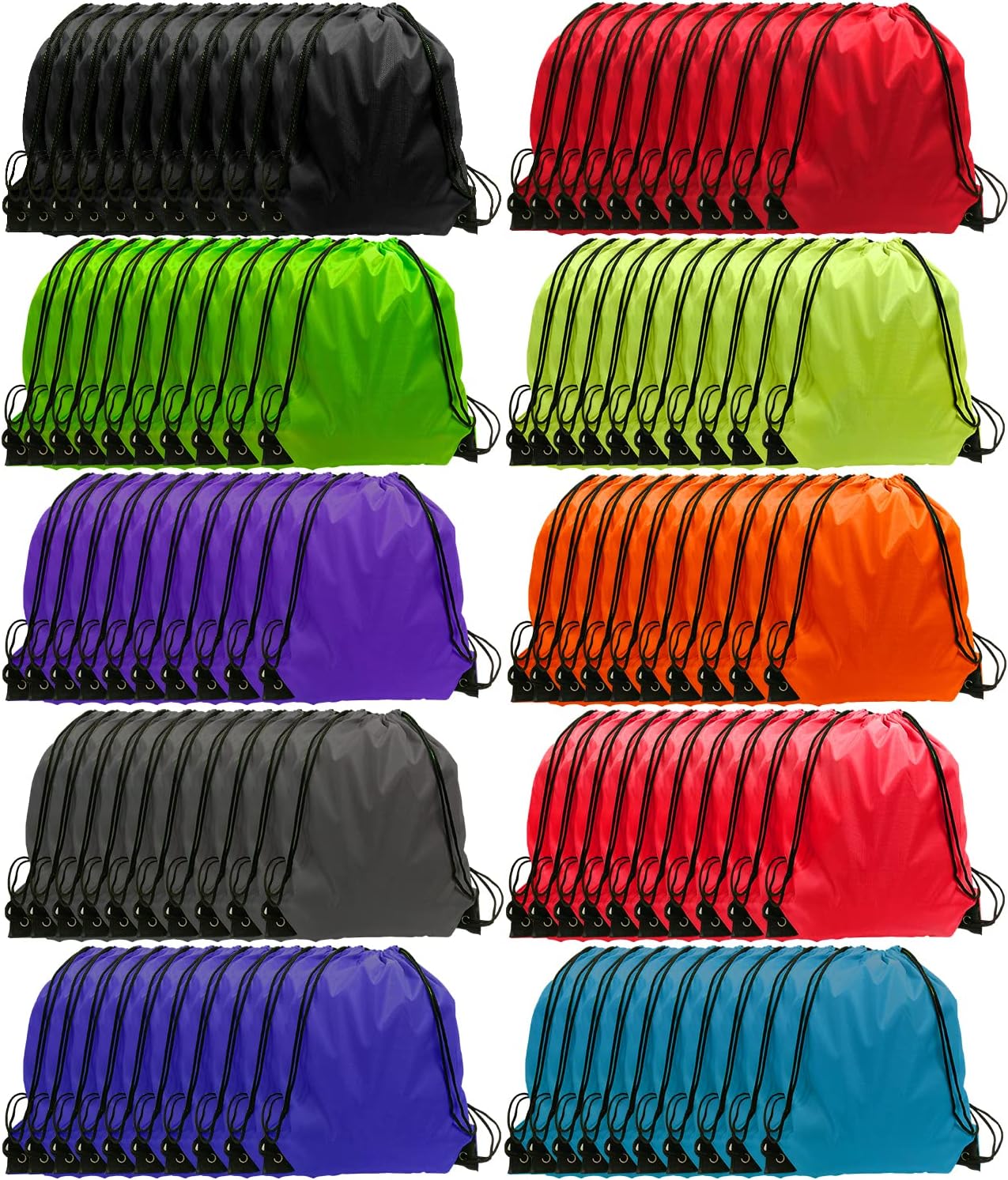 Amazon.com | Silkfly 100 Pieces Drawstring Backpack Bags Bulk Portable ...