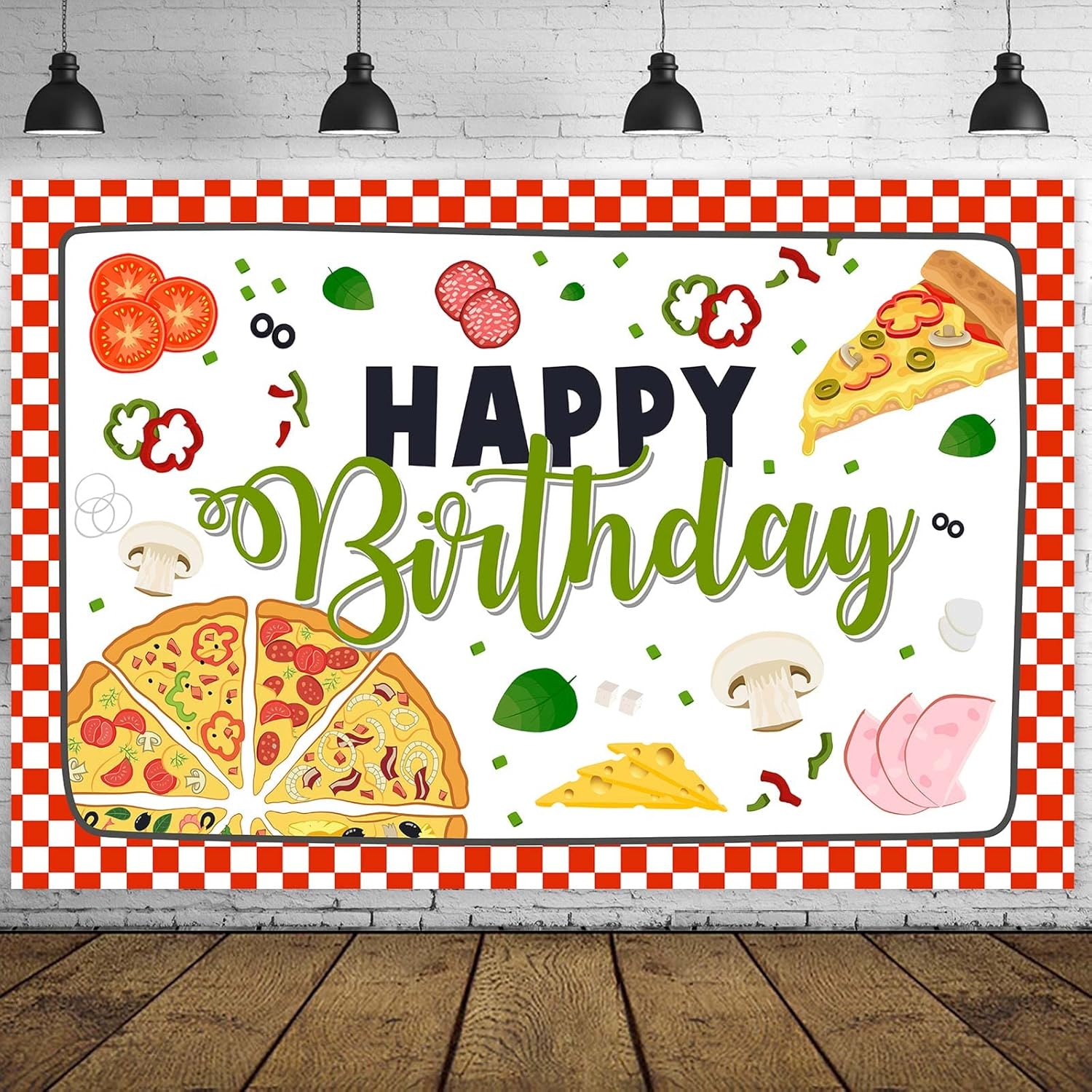 Amazon.com: Happy Birthday Pizza Banner Backdrop Cooking Delicious Food ...