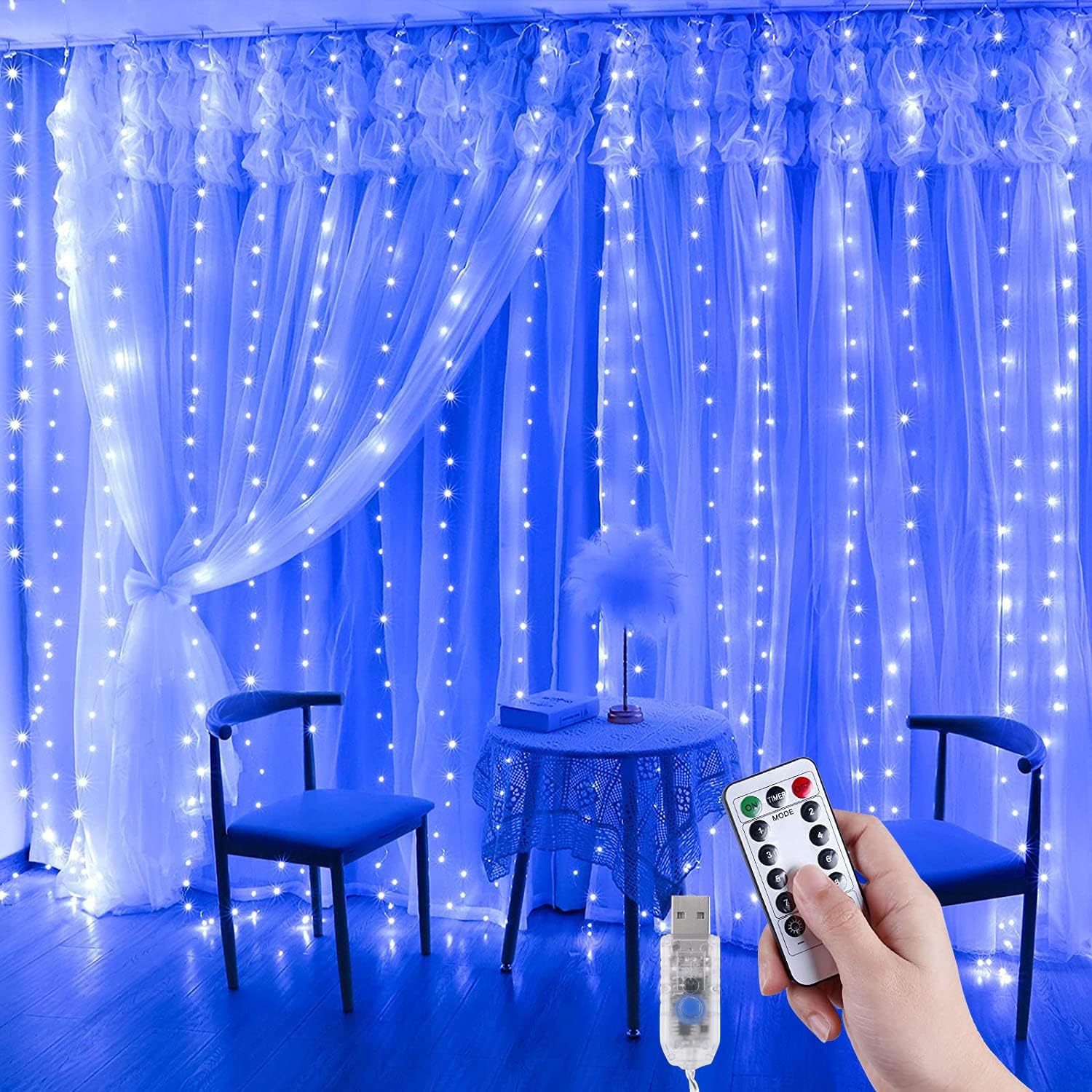 Anpro 280 PCS LED Curtain Lights Colorful - 3 x 2.8 M, Remote Control ...