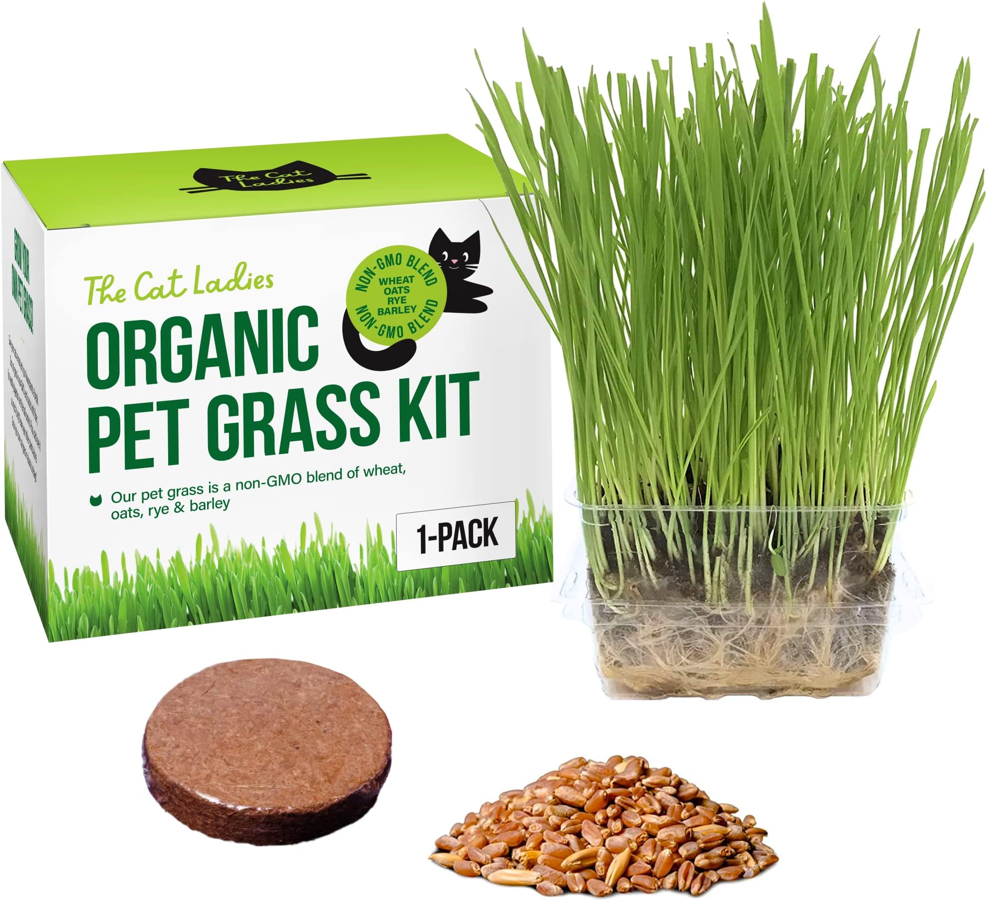 Amazon.com: The Cat Ladies Cat Grass Growing kit with Organic Cat Grass ...