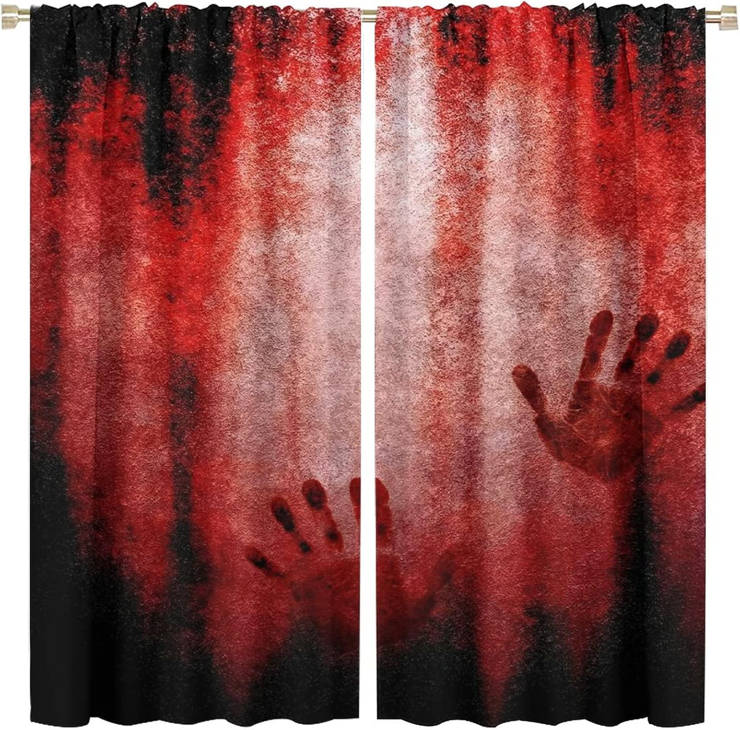 Amazon.com: Horror Scary Bloody Handprints Blackout Windows Curtains ...