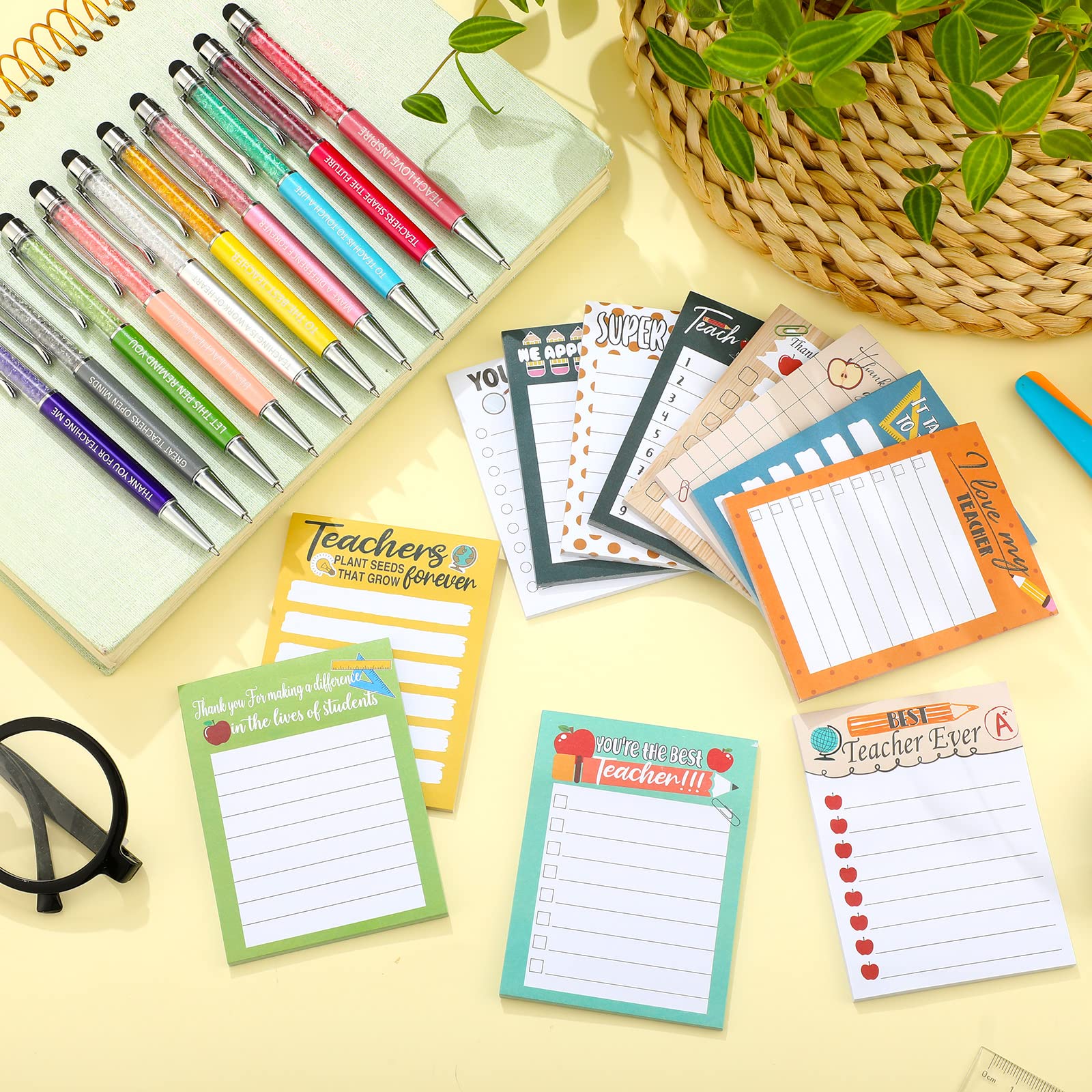 Snapklik.com : 24 Pcs Teacher Notepad Teacher Appreciation Pen Teacher ...