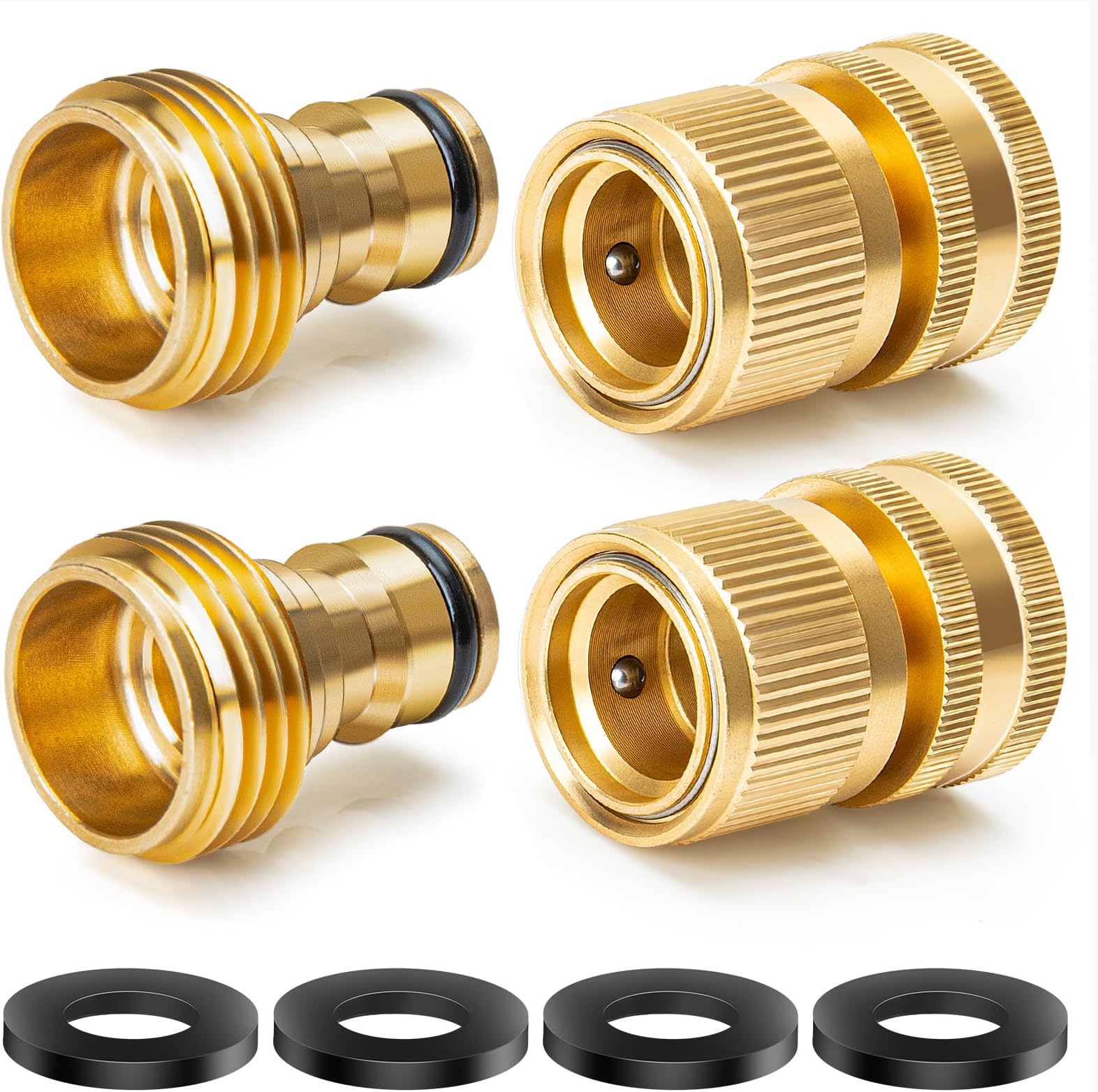 Amazon.com : Garden Hose Quick Connector Brass Quick Hose End Connector ...