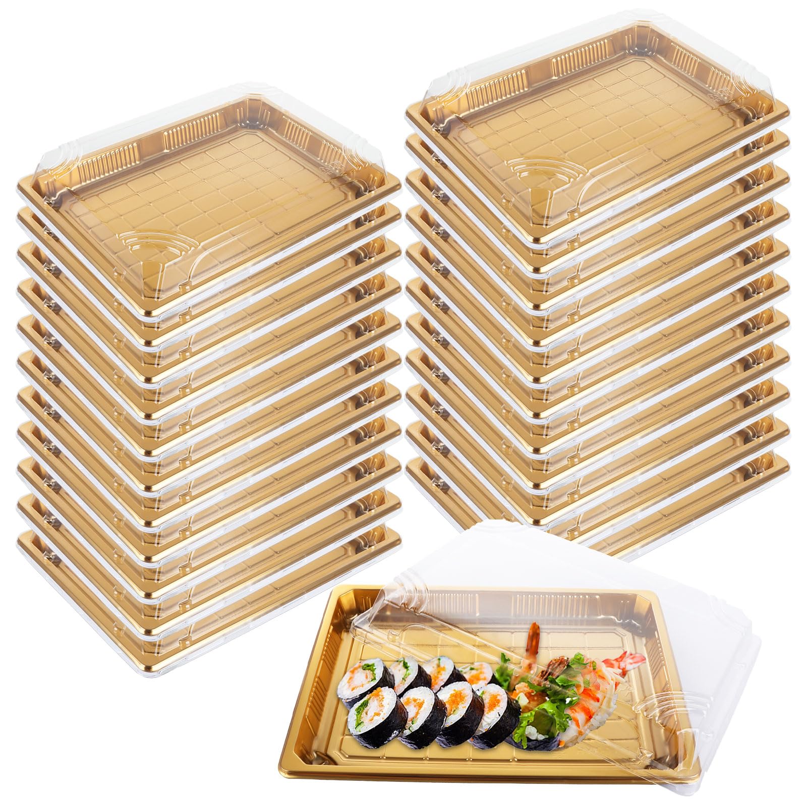DAJAVE 25 Pack Reusable Sandwich Platter Trays with Lids Small Catering ...
