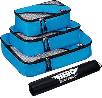 Amazon.com | HERO Packing Cubes (3 Set) for Carry On Luggage with Bonus ...