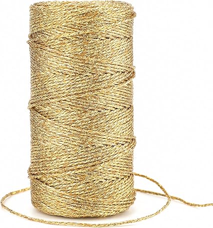 Amazon.com: KINGLAKE Gold Twine String,Christmas Metallic Gold Twine ...