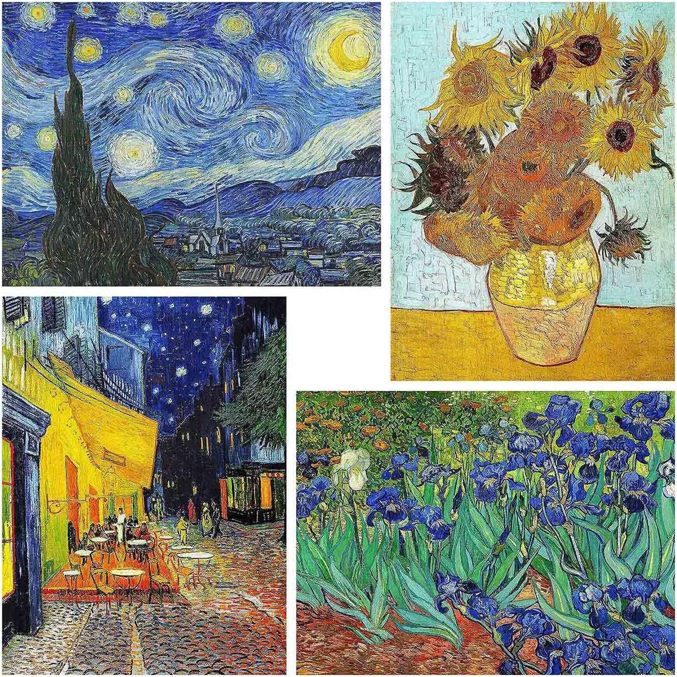 Amazon.com: 4 Pack Starry Night of Van Gogh Stamped Cross Stitch Kits ...